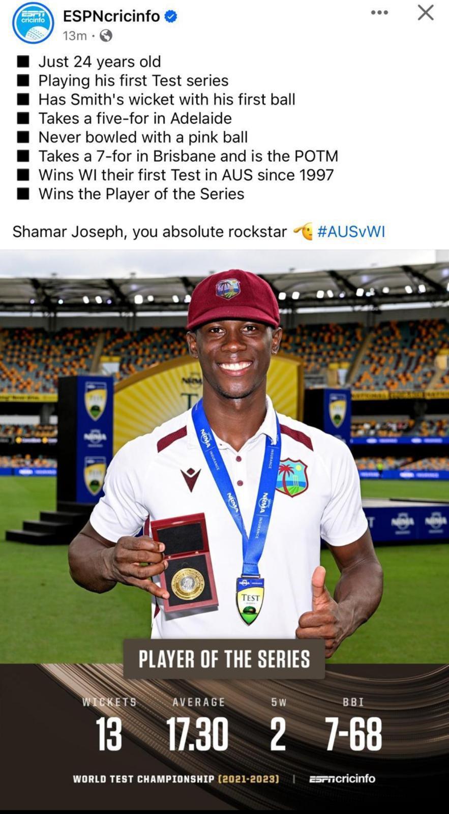 Shamar Joseph - His Future In West Indies Cricket - Kaieteur News